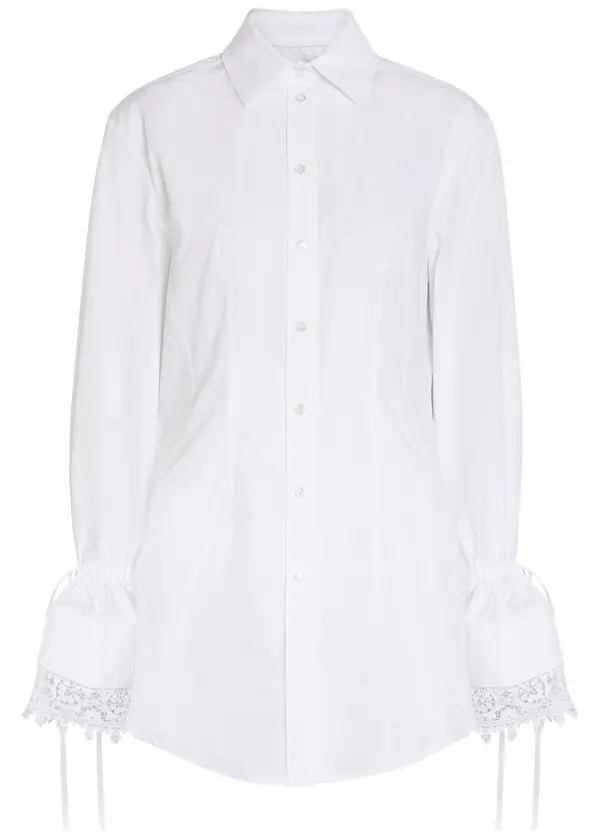 Erdem Lace-trimmed Cotton-poplin Shirt - White
