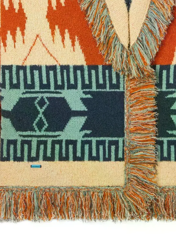 Alanui Geometric Pattern Fringed Cardigan-coat - Orange