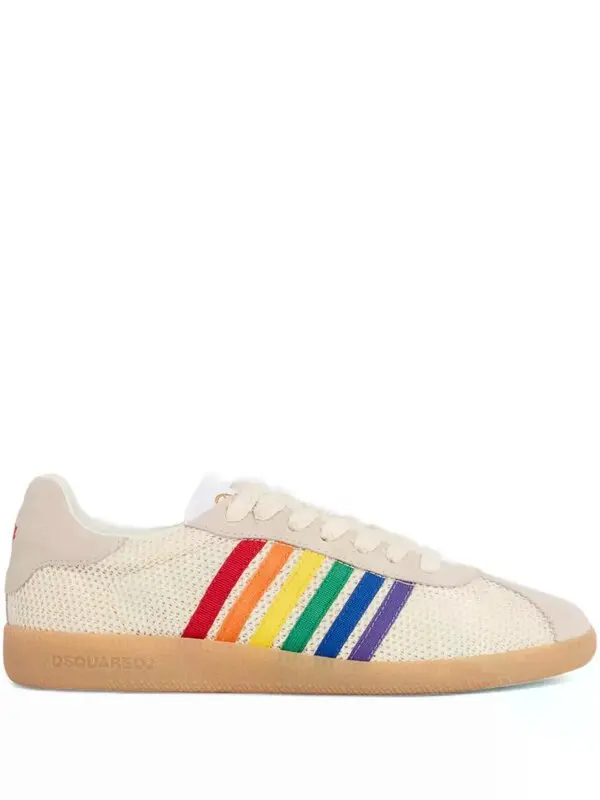 Dsquared2 Suede And Mesh Low-top Sneakers With Rainbow Stripes