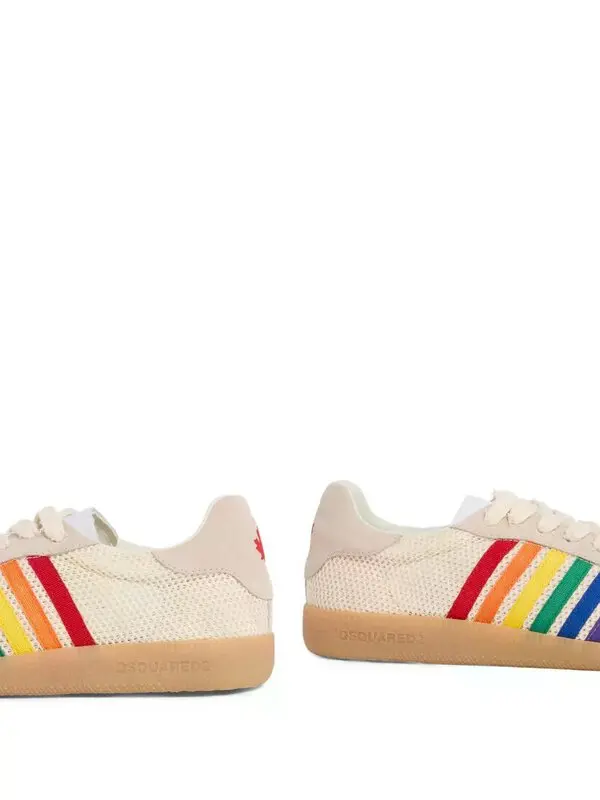 Dsquared2 Suede And Mesh Low-top Sneakers With Rainbow Stripes