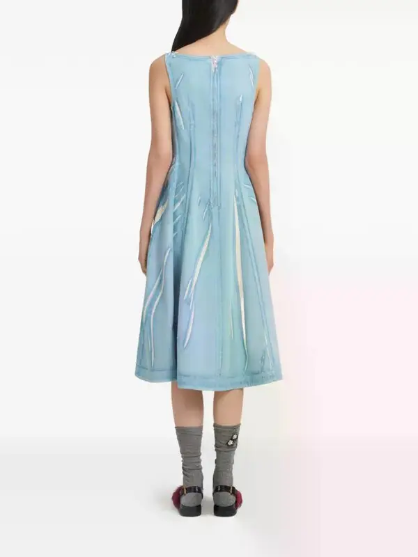 Marni V-neck Midi Dress With Irregular Stroke Print