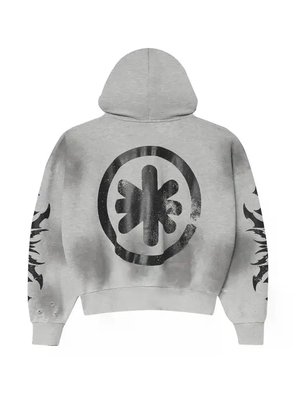 LOSTSHDWS Acid Wash Zip Hoodie - Grey