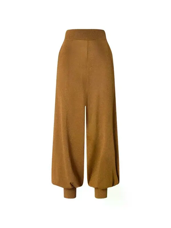 Pinko Bronze Ribbed Cuffed Trousers - Brown