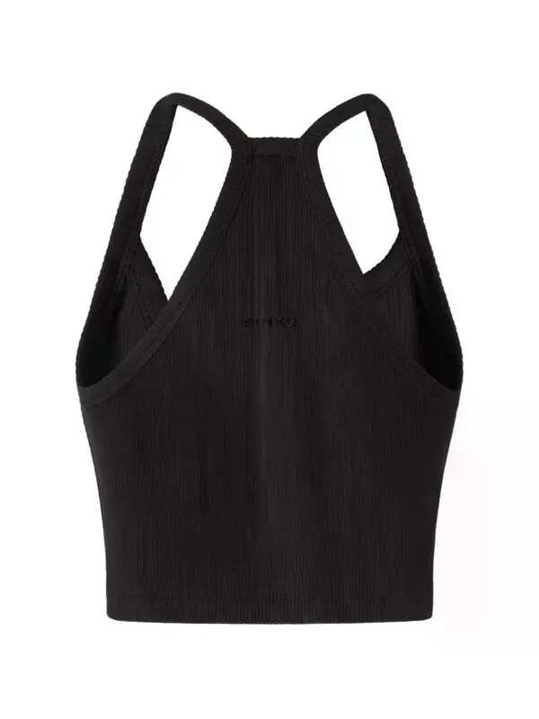 Pinko Asymmetric Neckline Cropped Ribbed Vest Top