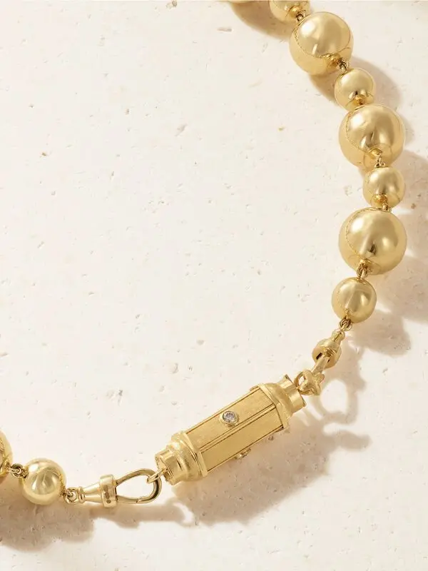 MARIE LICHTENBERG Baby Locket Grain D'or Diamond Necklace - Gold