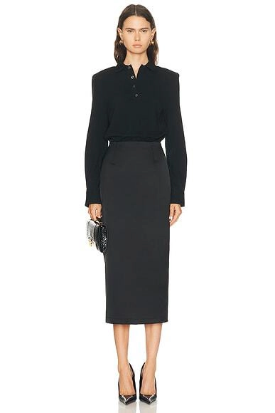 WILLY CHAVARRIA Padded Shoulder Midi Polo Dress