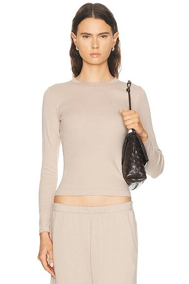 Enza Costa Supima Cotton Long Sleeve Top - Stone