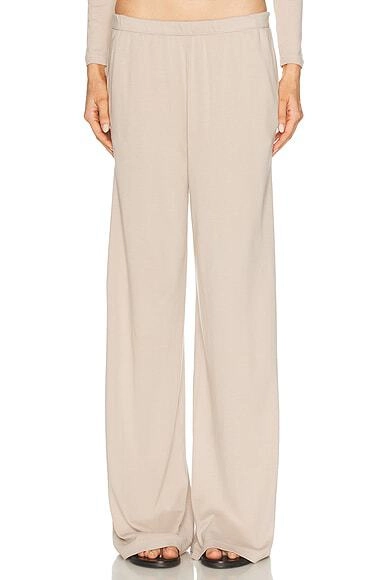 Enza Costa Supima Cotton Wide Leg Trousers - Stone