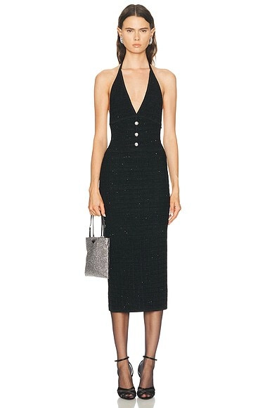 Alessandra Rich Halterneck Sequin Midi Dress