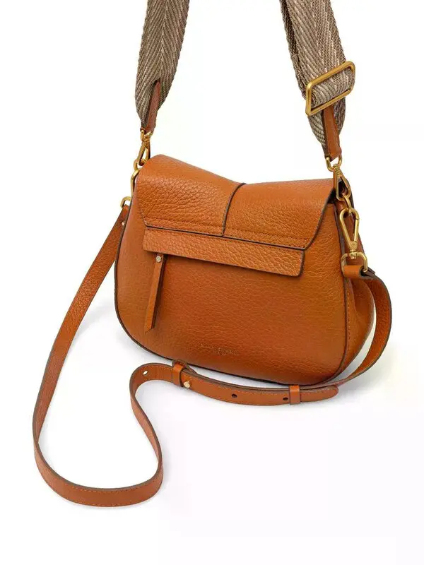 GIANNI CHIARINI Round Flap Satchel Cross Body Bag - Brown