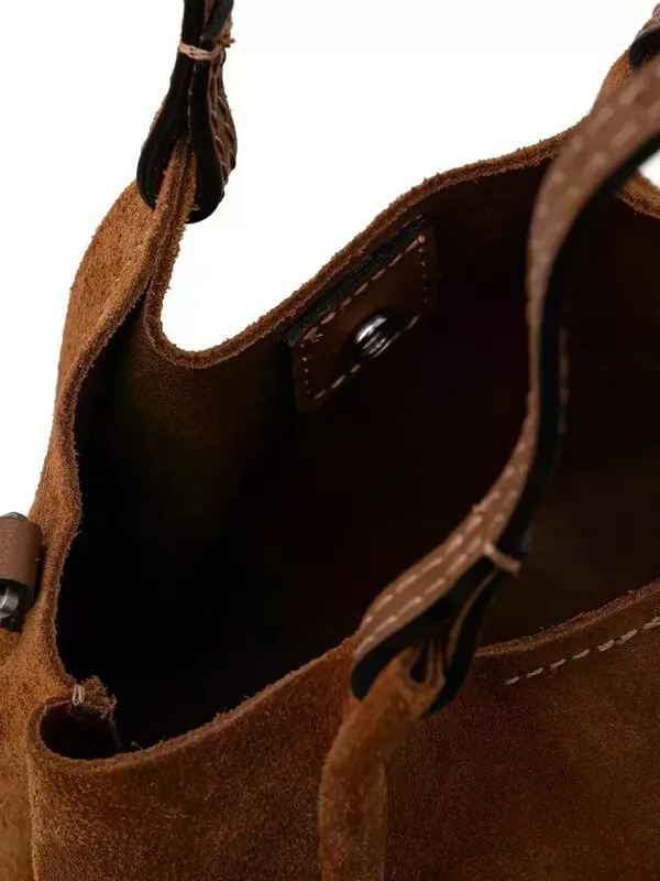 GIANNI CHIARINI Suede Top Handle Shoulder Bag - Brown