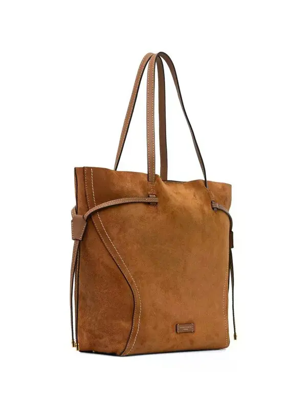 GIANNI CHIARINI Calf Suede Drawstring Tote Bag - Brown