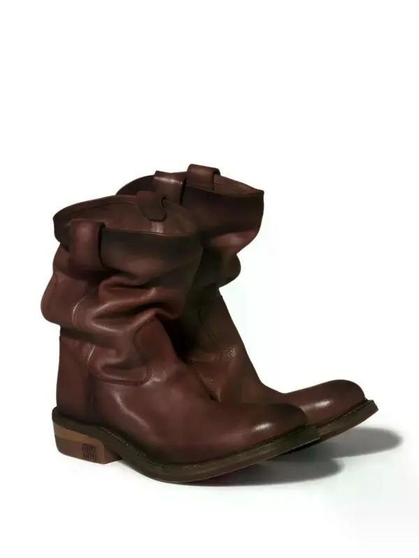 Miu Miu Foul Slouchy Block-heel Boots - Brown
