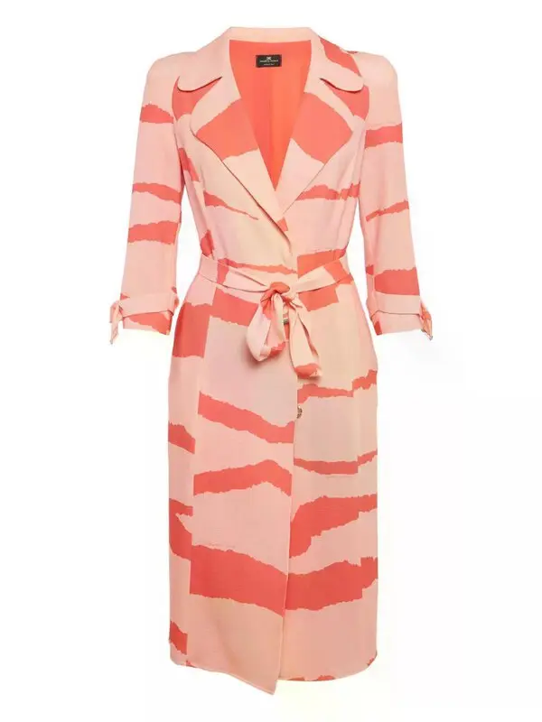 Elisabetta Franchi Abstract Print Belted Midi Dress - Orange