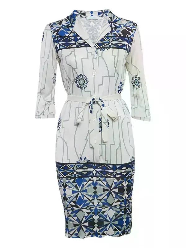 Emilio Pucci Graphic Print Silk Midi Dress