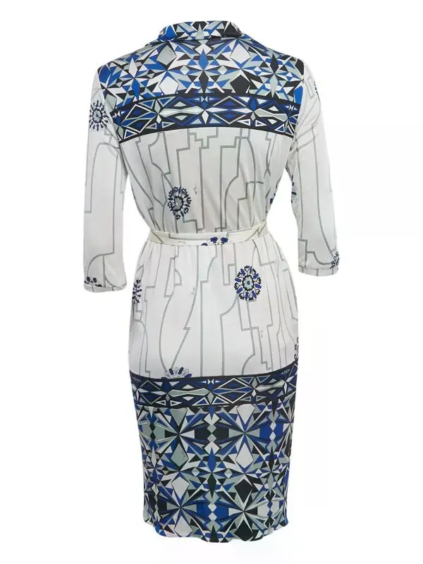 Emilio Pucci Graphic Print Silk Midi Dress