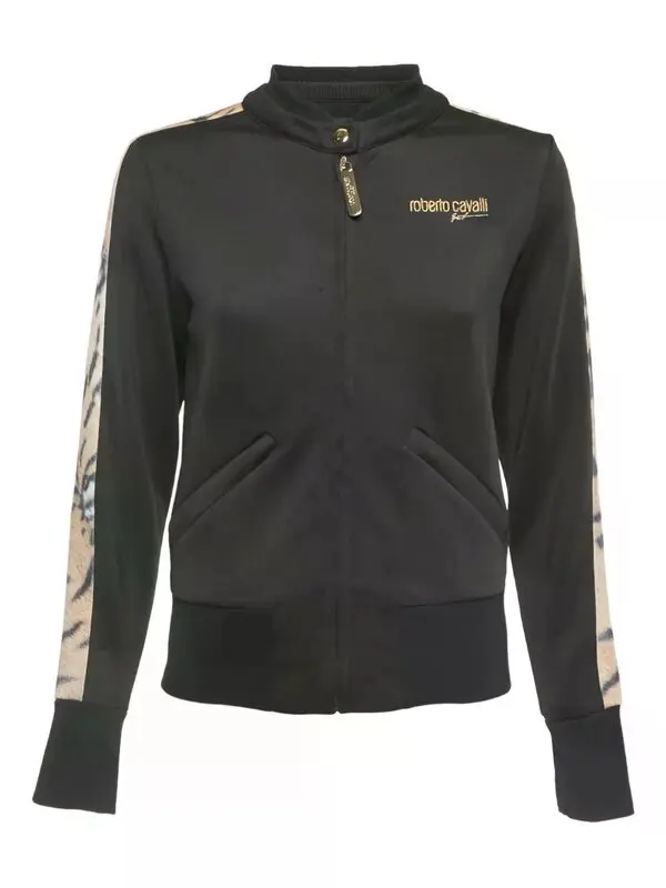 Roberto Cavalli Crepe Animal Print Trim Jacket