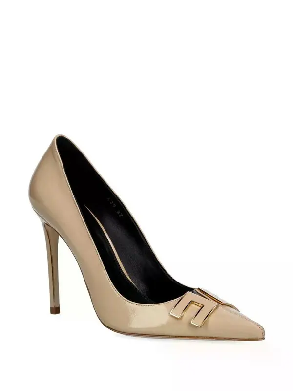 Elisabetta Franchi Logo Leather Pointed Toe Pumps