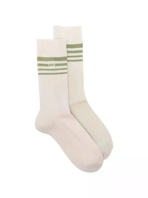 AUTRY Striped Crew Socks With Embroidered Logo