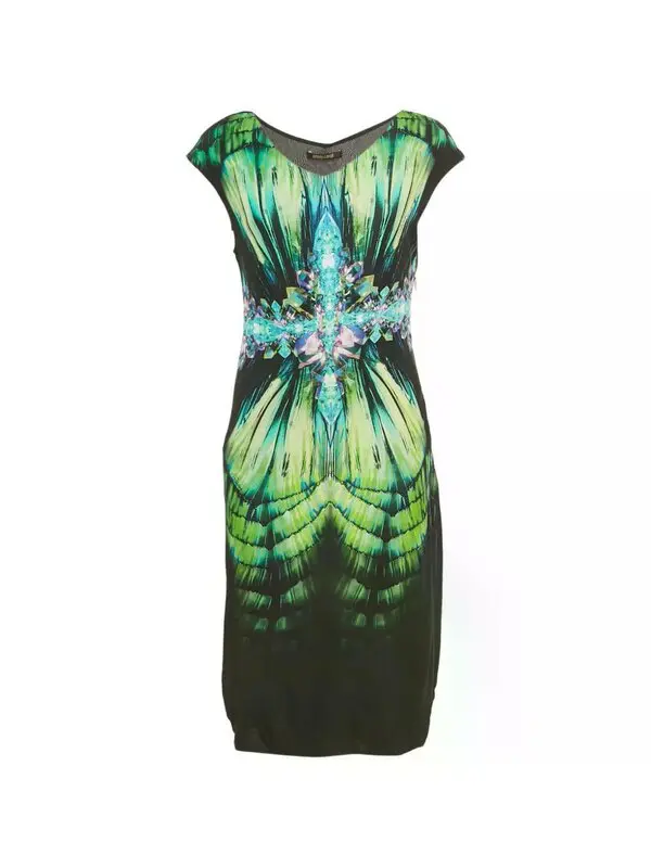 Roberto Cavalli Graphic Print Cotton Midi Dress
