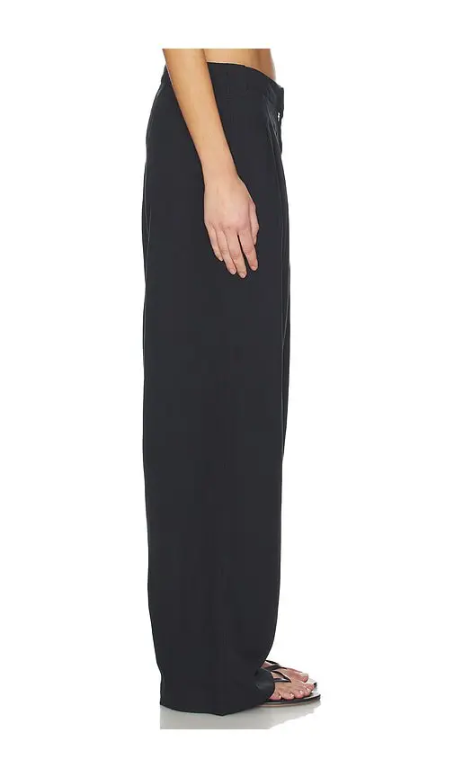 Rag & Bone Chappell Pleated Midweight Linen Blend Trousers - Black
