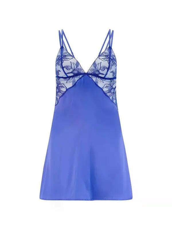 FLEUR OF ENGLAND Iris Silk Babydoll Night Slip - Blue