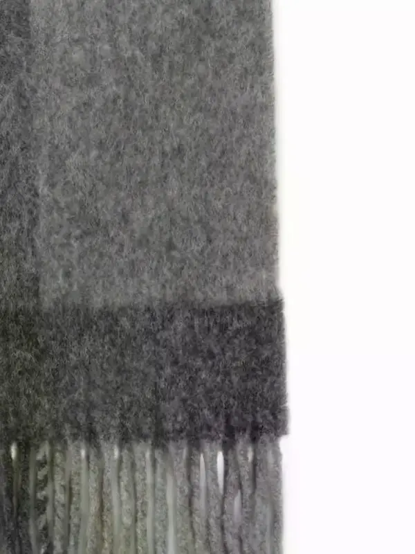 THE ELDER STATESMAN Check-pattern Fringed Scarf