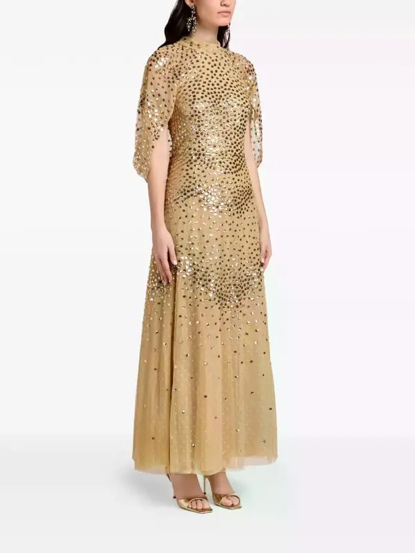NEEDLE & THREAD Sequin-embellished Midi Dress - Neutrals