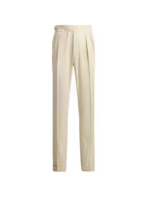 Ralph Lauren Purple Label Byron Buckled Pleated Trousers - Neutrals