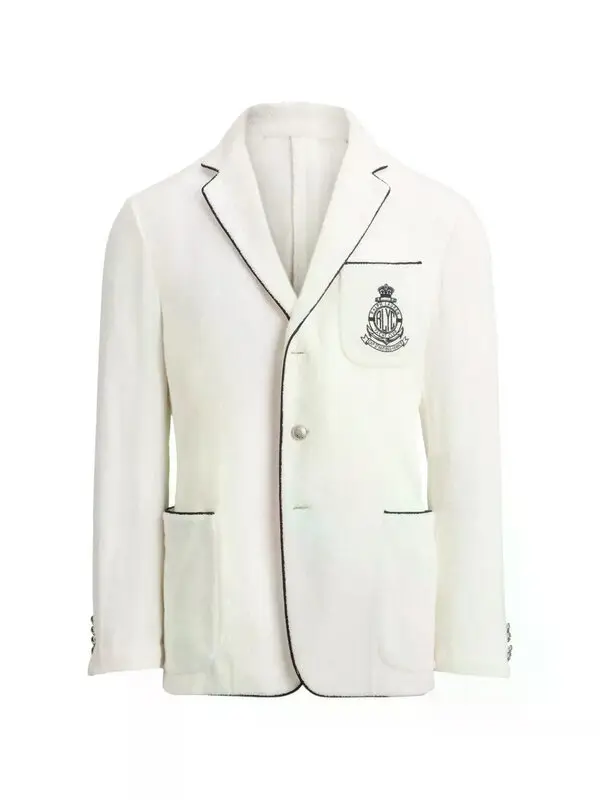 Ralph Lauren Purple Label Embroidered Terry Blazer - Neutrals
