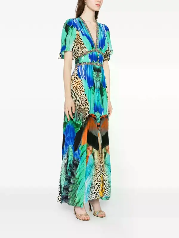 Camilla Shaped Waistband Dress With Flutter Sleeves