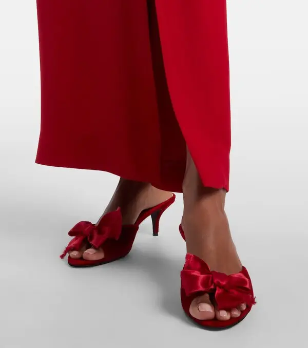 Valentino Garavani Velvet Bow Mules - Red