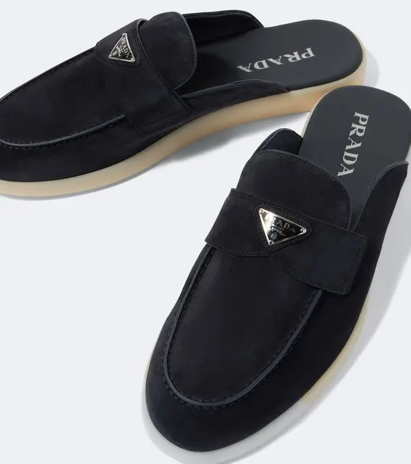 Prada Suede Mules - Blue