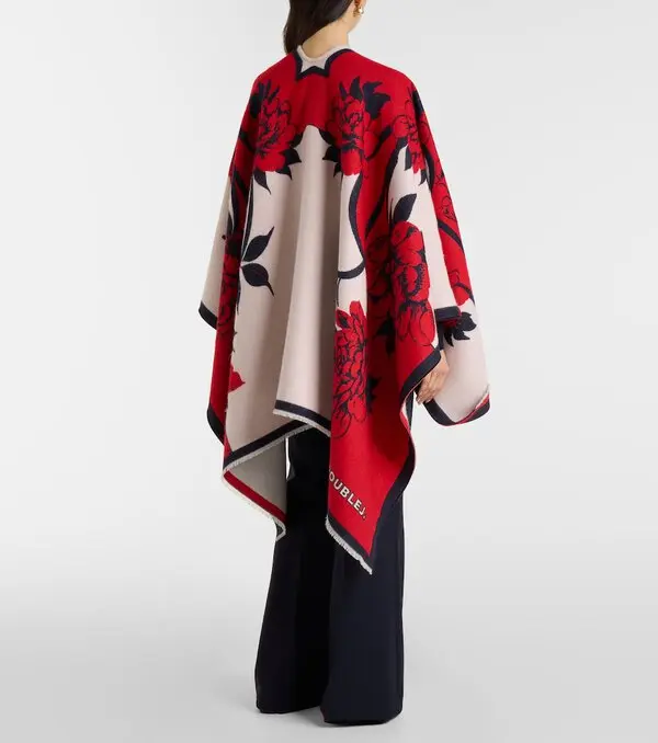 La DoubleJ Soul Floral Wool And Silk Poncho