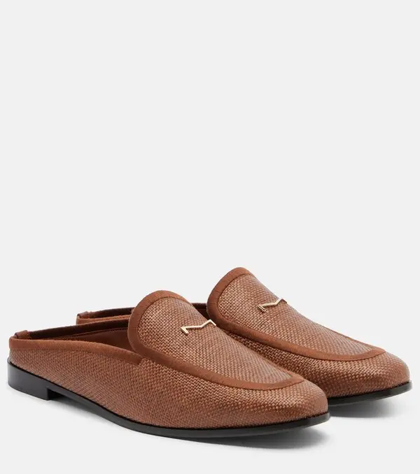 Max Mara Amito Raffia Mules - Brown