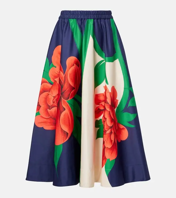 La DoubleJ Ballerina Floral Cotton Midi Skirt - Multicoloured