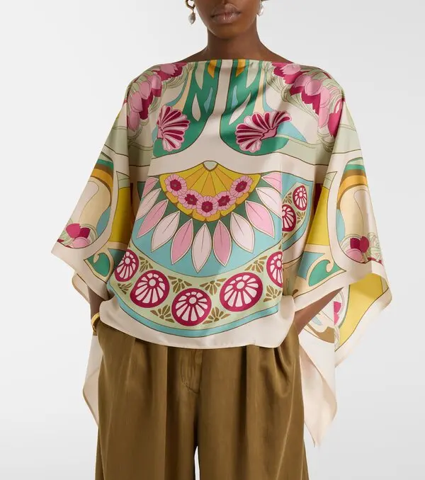 La DoubleJ Square Printed Silk Twill Top
