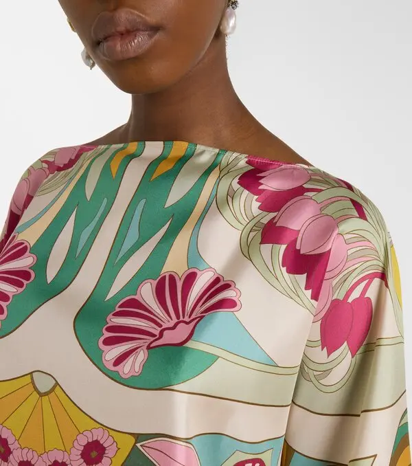 La DoubleJ Square Printed Silk Twill Top