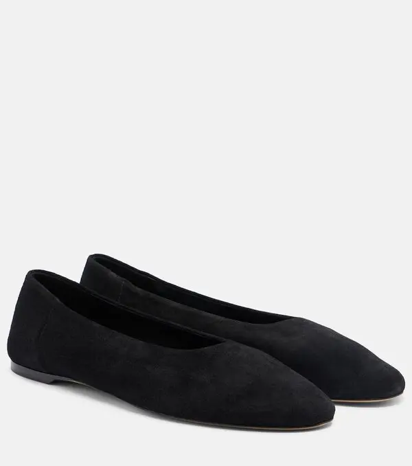 TOTEME Suede Ballet Flats - Black