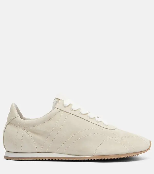 TOTEME Suede Almond Toe Lace-up Sneakers - Beige