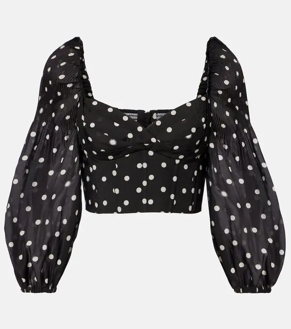 Zimmermann Polka-dot Corset Cropped Top - Black