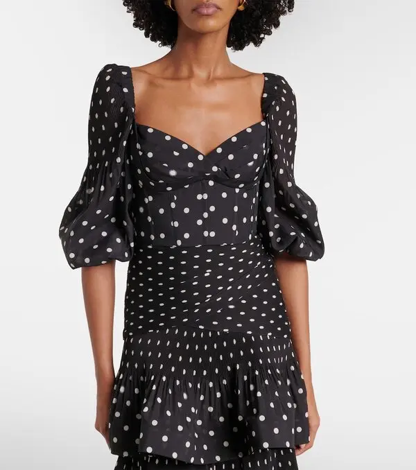 Zimmermann Polka-dot Corset Cropped Top
