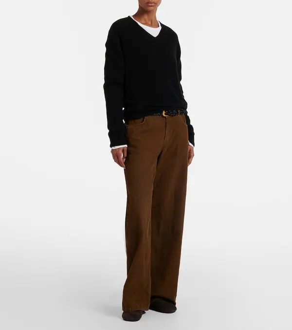 THE ROW Eglitta Cotton Corduroy Wide-leg Trousers - Brown