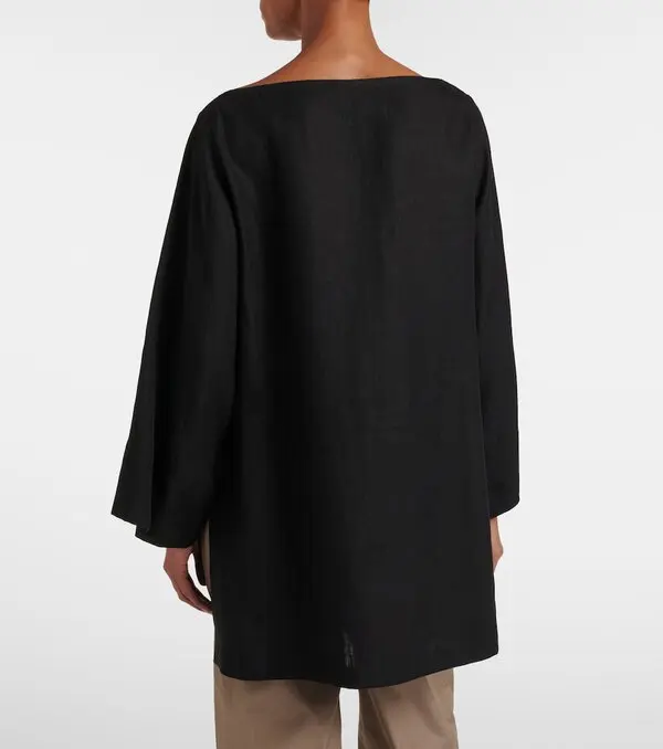 THE ROW Junia Linen Top - Black