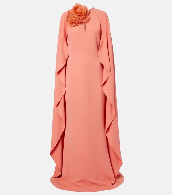 Elie Saab Embellished Cape Gown - Pink