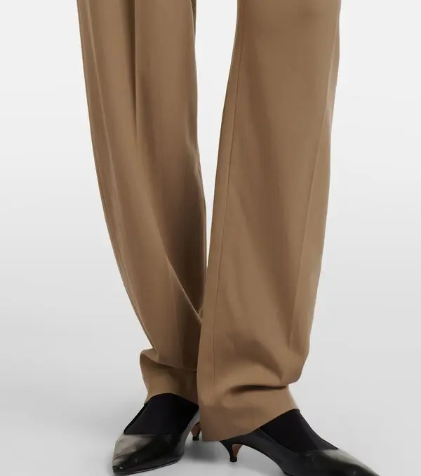 THE ROW Gianni Wool Straight Leg Trousers - Beige