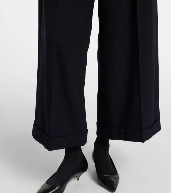 THE ROW Wool Gabardine Wide-leg Trousers