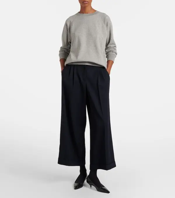 THE ROW Wool Gabardine Wide-leg Trousers