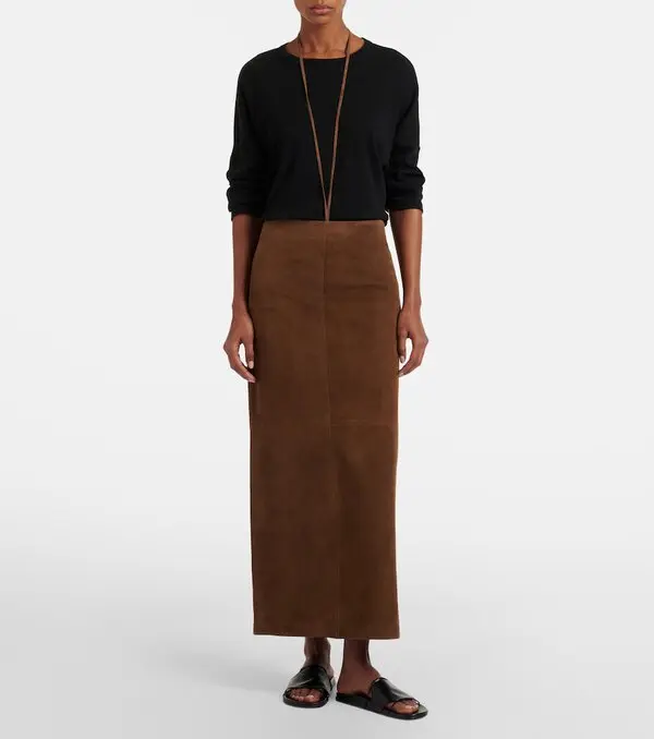 THE ROW Erina Suede Pencil Skirt