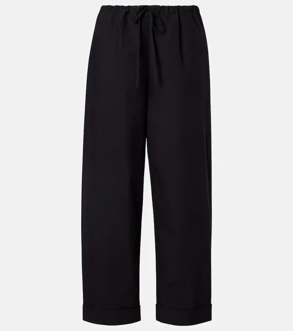 THE ROW Delano Cotton Straight Pants - Black